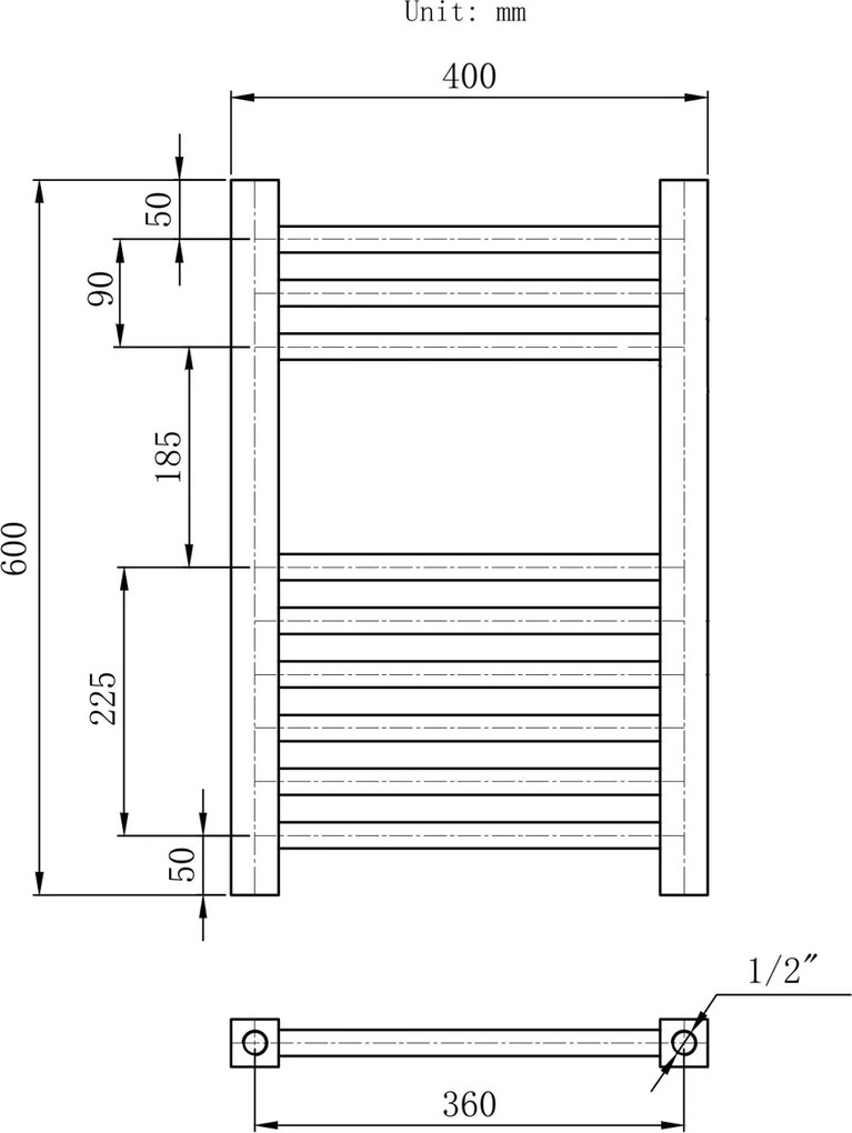 Gamma Proper, topné těleso 600x400 mm, 256W, černá matná, GMA-PROP-6040-BK