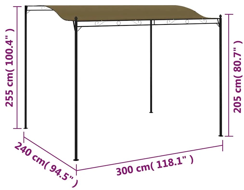 vidaXL Marketos Stínící markýza 3 x 2,4 m taupe 180 g/m²