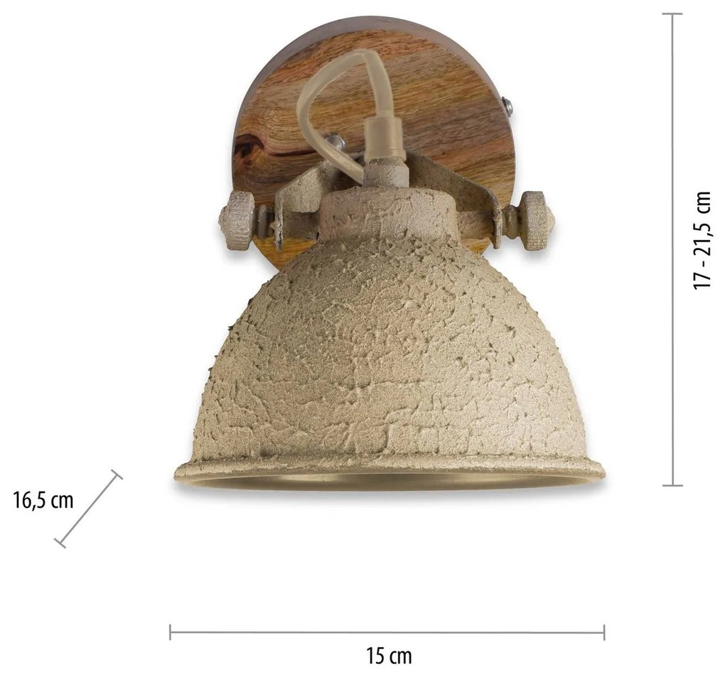 Nástěnné svítidlo Samia 1 světlo béžová textura mangového dřeva