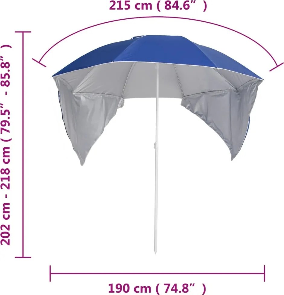 vidaXL Plážový slunečník s bočními stěnami 215 cm [318837] Barva: Zelená