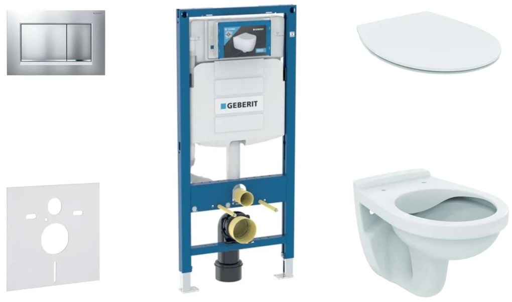 Geberit Duofix - Set předstěnové instalace, klozet Alpha se sedátkem, tlačítko Sigma30, chrom mat/chrom 111.300.00.5 ND7