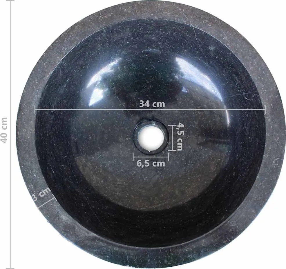 Umyvadlo mramorové 40 cm černé 242672