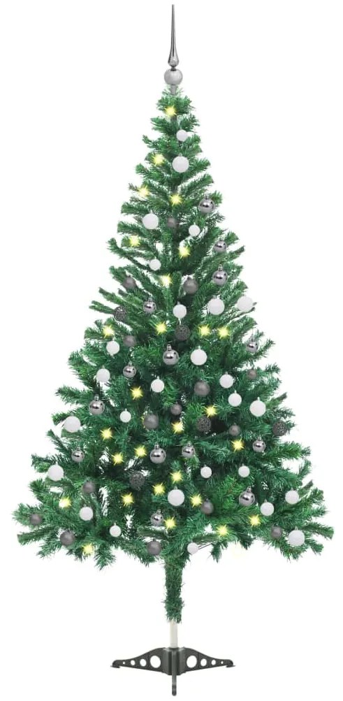 3077659 vidaXL Umělý vánoční stromek s LED a sadou koulí 120 cm 230 větví