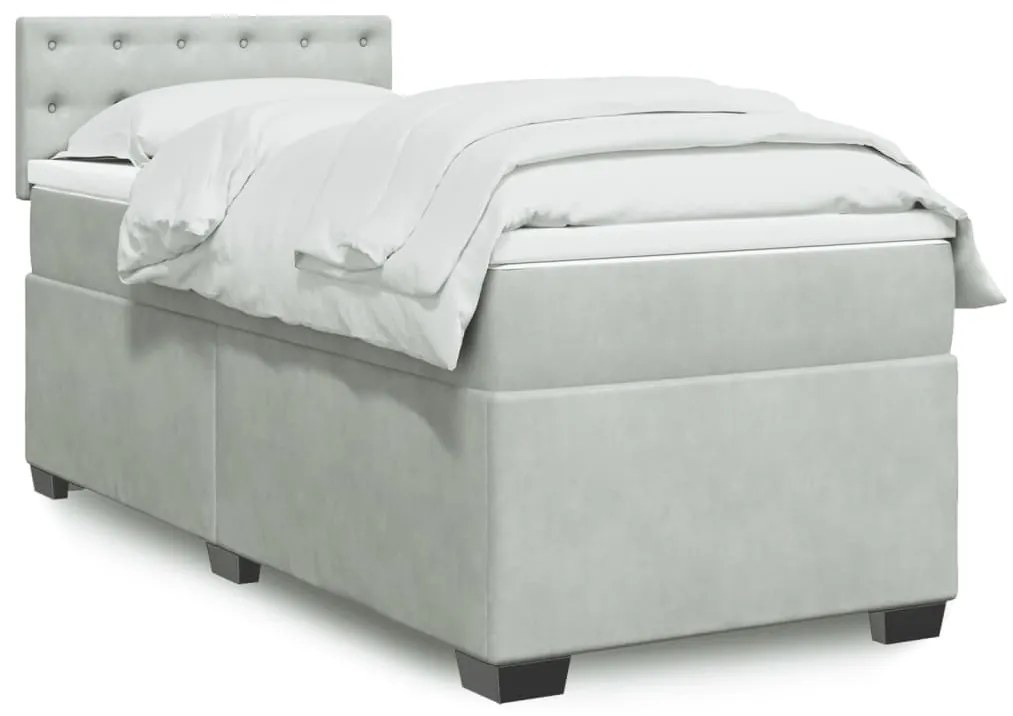 Box spring postel s matrací světle šedá 80 x 200 cm samet 3288474