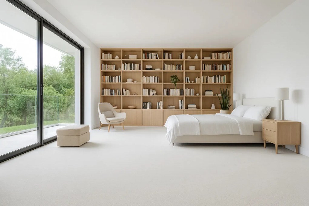 ITC, Metrážový koberec Avelino 90, zátěžový, na míru, šíře 4m, bílá, fusion back, dětský pokoj