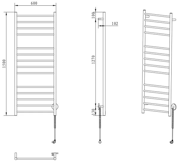 Sapho - Elektrický sušák na ručníky REDONDO 130W/230V 150 cm lesklý chrom kulatý