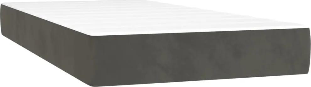 vidaXL Box spring postel s matrací a LED 90x190 cm samet [3136216] Barva: Tmavě šedá