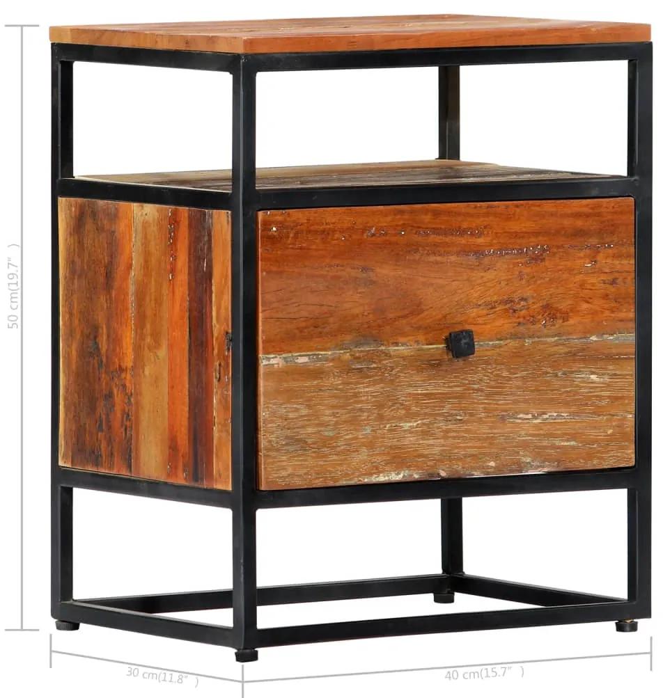 vidaXL Noční stolek 40 x 30 x 50 cm masivní recyklované dřevo a ocel