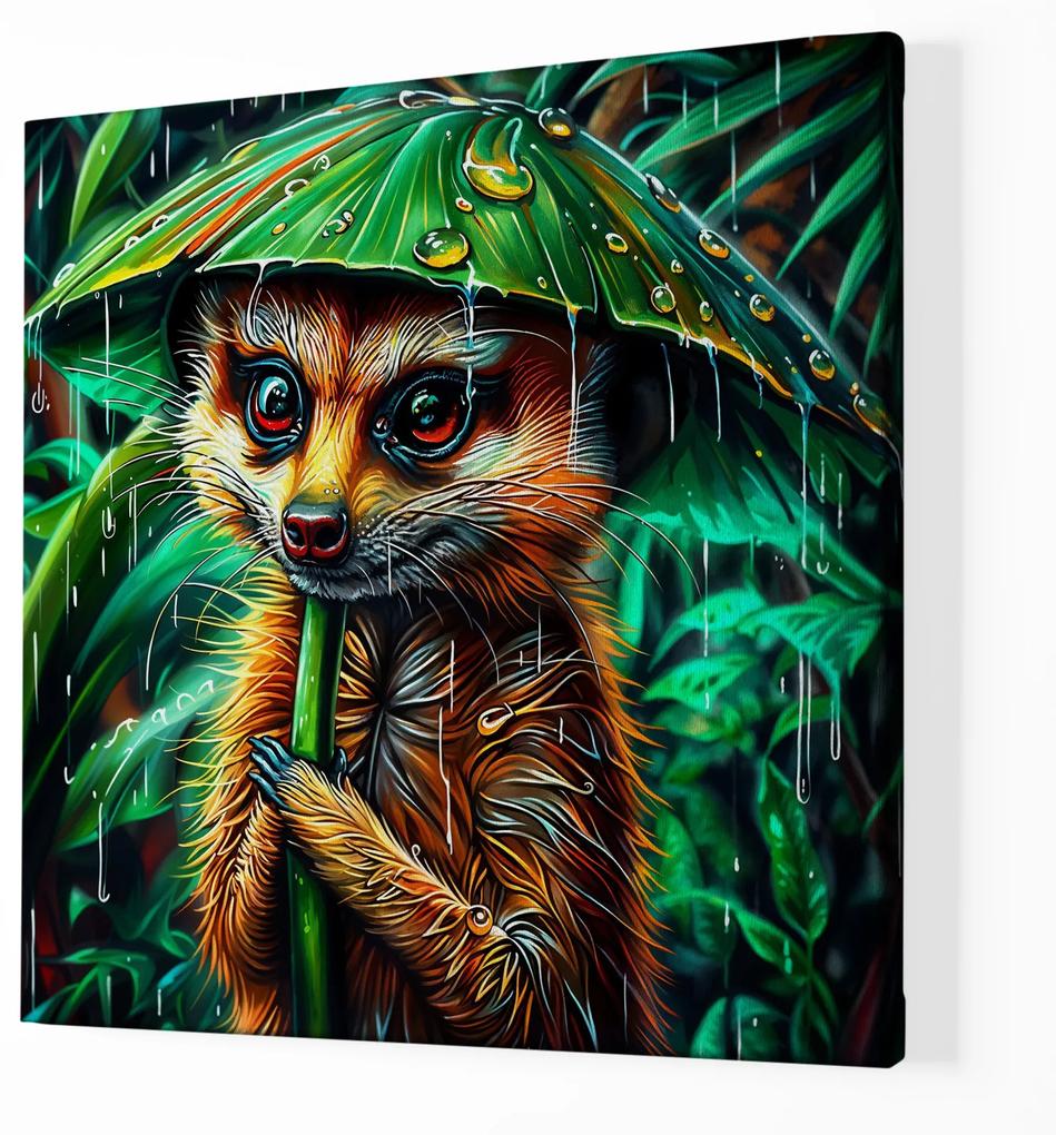 Obraz na plátně - Surikata pod přírodním deštníkem FeelHappy.cz Velikost obrazu: 40 x 40 cm