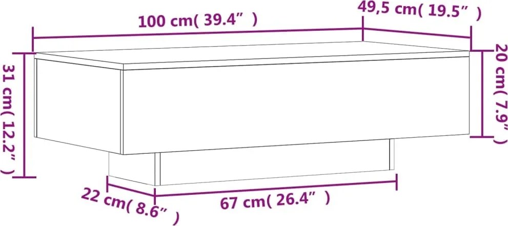 vidaXL Konferenční stolek 100 x 49,5 x 31 cm kompozitní dřevo [833895] Barva: Černá