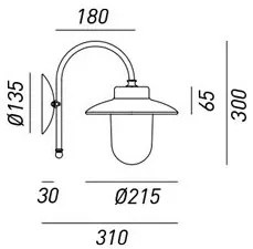 Il Fanale Calmaggiore, nástěnné svítidlo z mědi a mosazi, 1x46W E27, výška 30cm, IP44