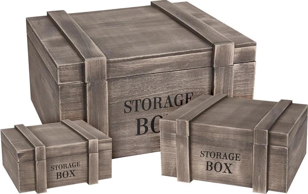 Box pro skladování, dřevěný - 3 ks