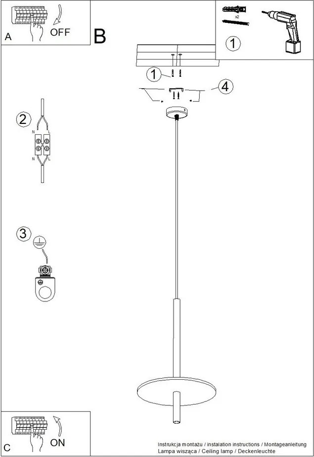 Černé/béžové kovové závěsné svítidlo ø 30 cm Rilu – Sollux