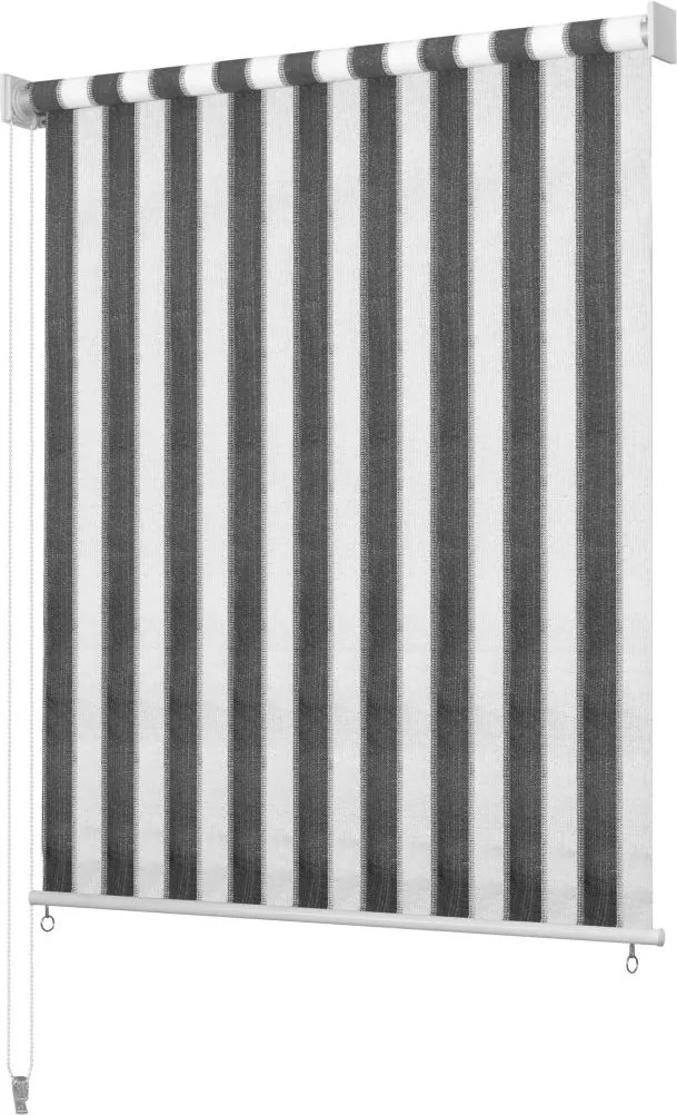 Venkovní roleta - antracitovo bílé pruhy | 100x140 cm