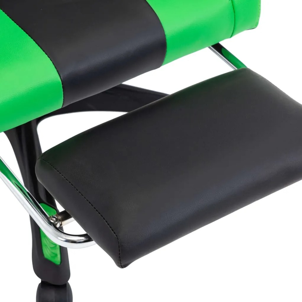 Herní židle s podnožkou zelená a černá umělá kůže,  287989