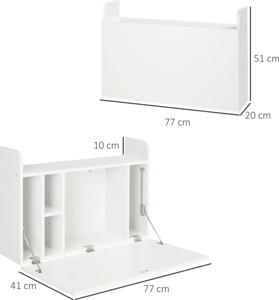HOMCOM Závěsný skládací počítačový stůl se policí - 77 x 20 x 51 cm