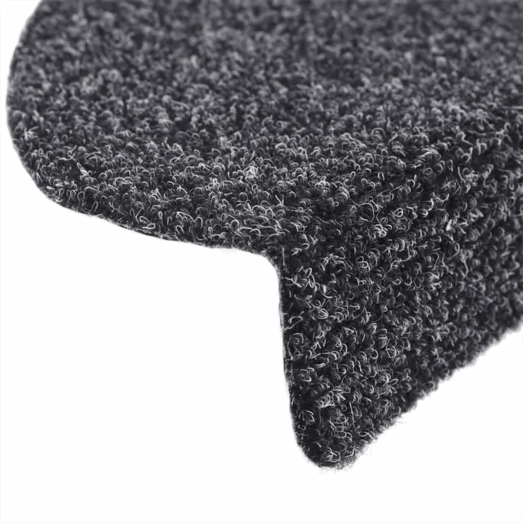 Schodové rohože samolepicí 10 ks 56 x 17 x 3 cm tmavě šedé půlkulaté 149677