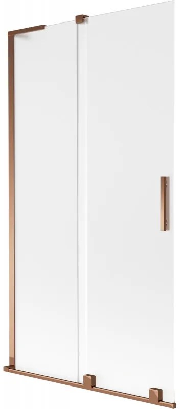 Mexen Velar L, 2-křídlová posuvná vanová zástěna 100 x 150 cm, 8mm sklo námraza, růžové zlato, 896-100-003-31-60