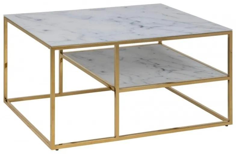 Konferenční obdélníkový stolek Alisma 90 cm mramor/zlatá