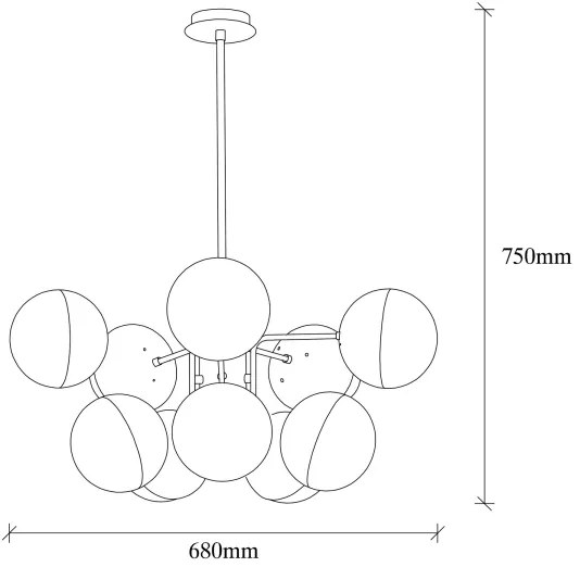 Lustr na tyči KARSOR 10xE27/40W/230V