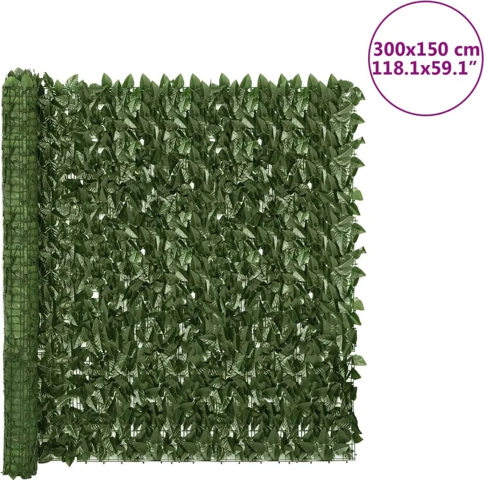 Balkonová zástěna s tmavě zelenými listy 300 x 150 cm 3216424
