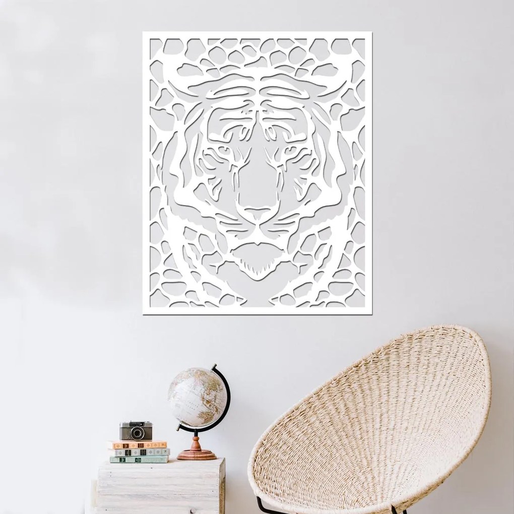 dřevo života Dřevěná dekorace na zeď TIGER Zvolte rozměr (cm): 40x39, Zvolte barvu dekoru: Černá