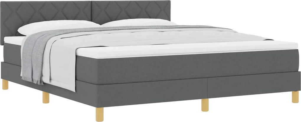Postel s boxspringem s polštářem Tmavě šedá 180 x 200 cm textil 3339015
