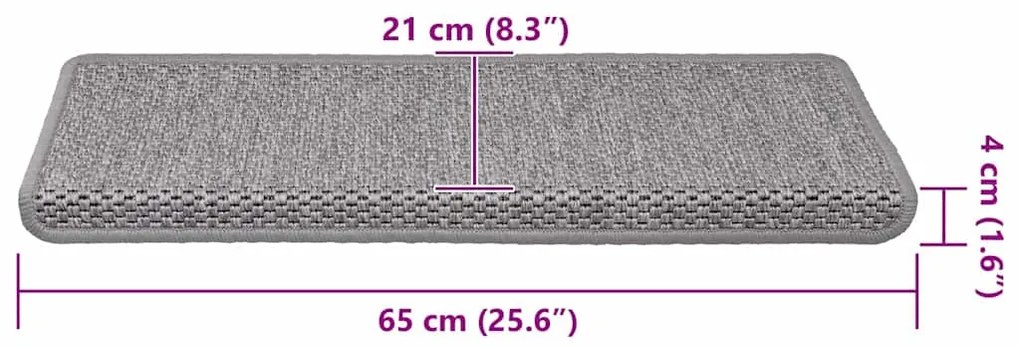 vidaXL Marketos Samolepící nášlapy na schody vzhled sisal 15 ks 65x21x4 cm