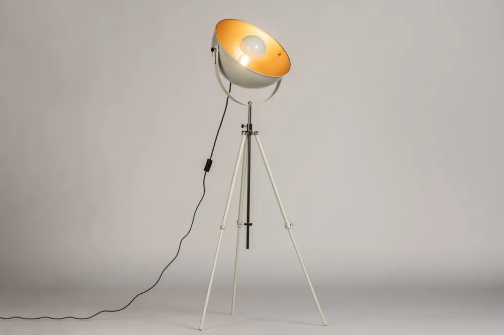 Stojací lampa Ontario Grey and Gold