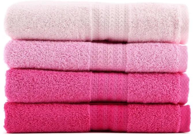 Sada 4 růžových bavlněných ručníků Rainbow, 50 x 90 cm
