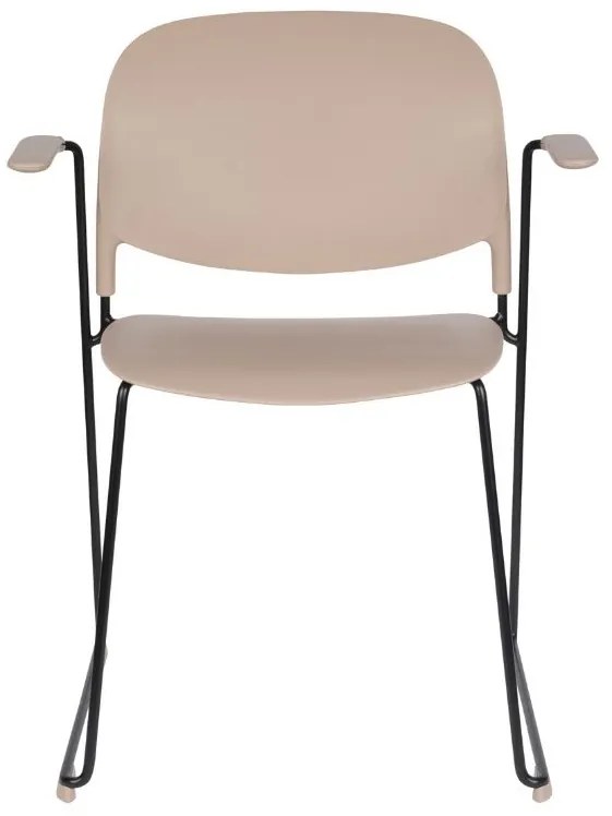 OnaDnes -20% White Label Béžová plastová jídelní židle WLL Stacks s područkami