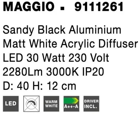 LED stropní svítidlo Maggio 40 černé