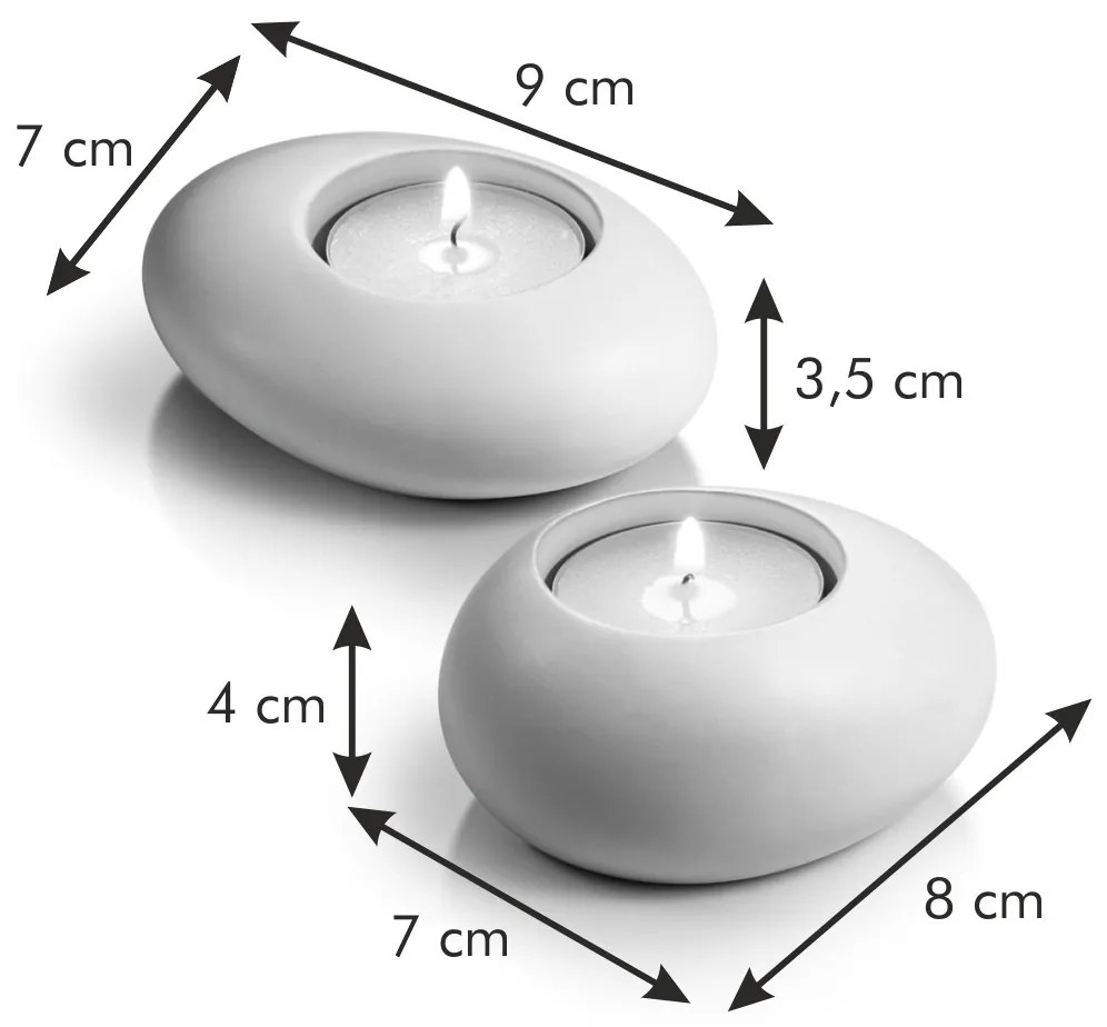 TESCOMA Stojánek na čajové svíčky FANCY HOME Stones 2 ks, bílá