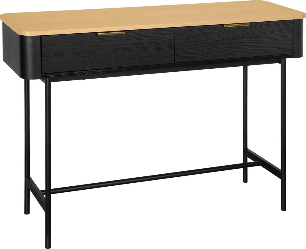 XXXLutz KONZOLOVÝ STOLEK, černá, barvy dubu, kov, kompozitní dřevo, 110/35/78 cm Xora - Online Only konferenční stolky - 007968034803