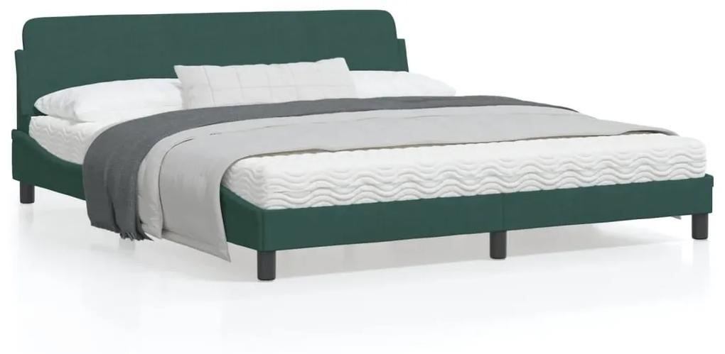 Rám postele s čelem tmavě zelený 180x200 cm samet,  373235