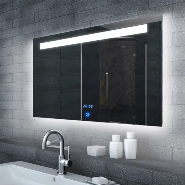 Eurosanit MALENA 60 až 160 cm – zrcadlo do koupelny s LED osvětlením a hodinami Rozměr: 60x65cm