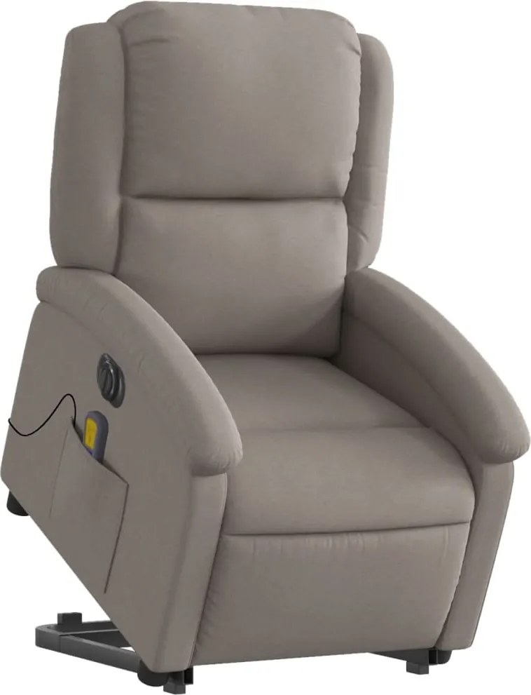 Elektrické zvedací masážní polohovací křeslo taupe textil 3204208