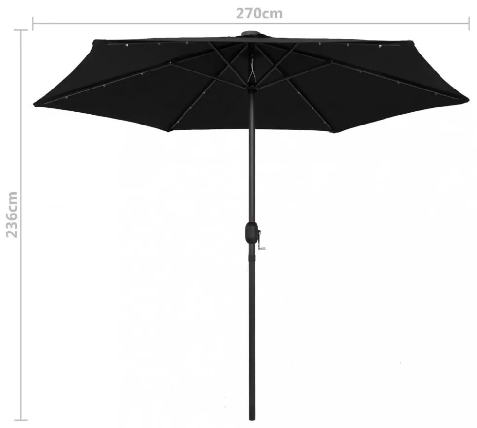 Zahradní slunečník s LED světly Ø 270 cm Dekorhome