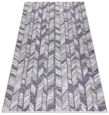 Koberec SISAL SION Rybí kost 22180 ploché tkaní ecru / modrý /      r
