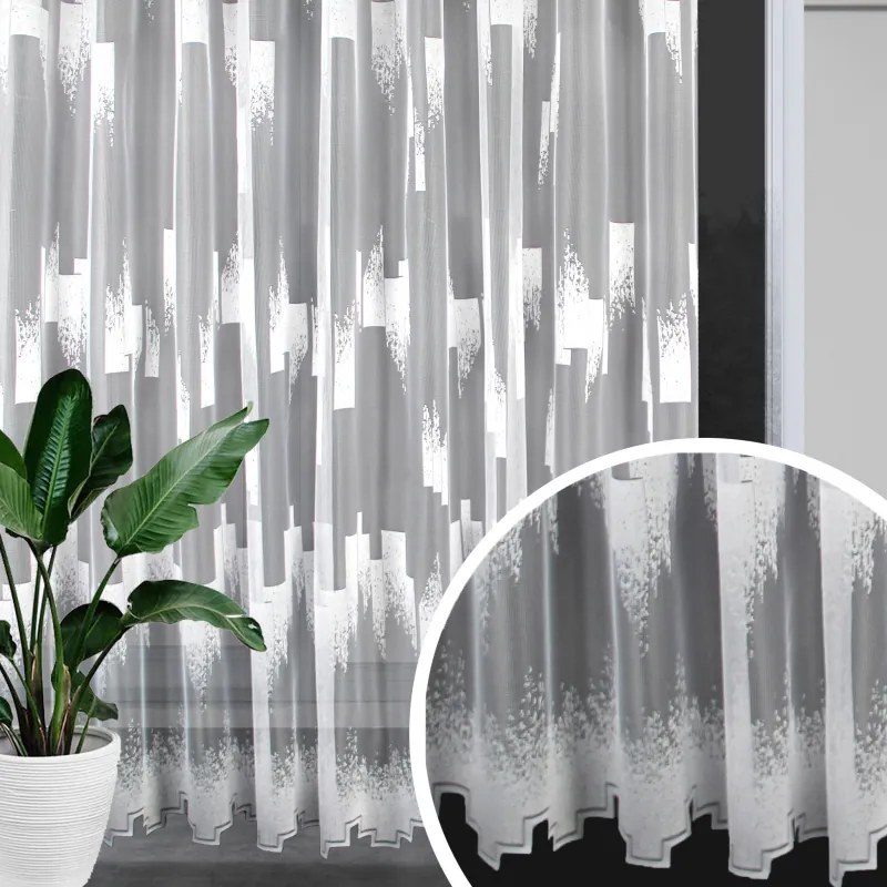 Žakárová záclona bílá metráž Ervi 7529