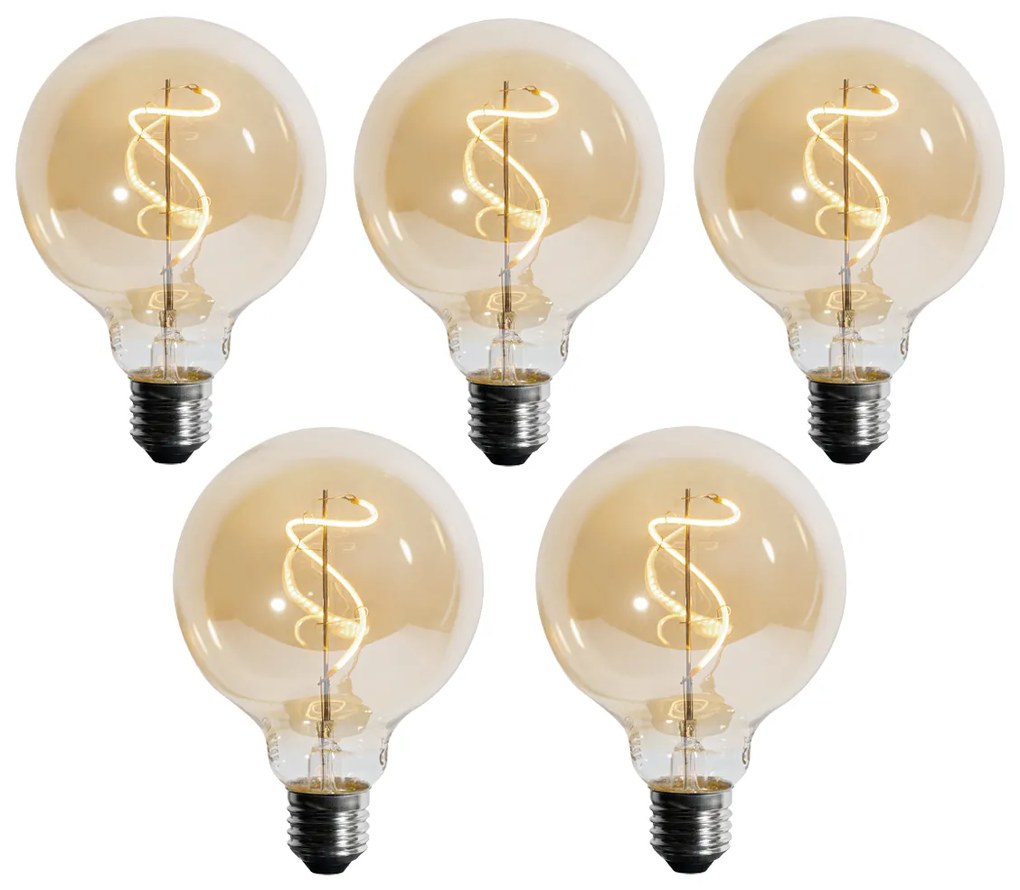 Sada 5 stmívatelných LED žárovek E27 se spirálovým vláknem G95 4W 270LM 2700K
