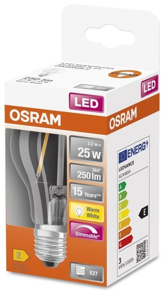 Stmívatelná LED žárovka E27 2,2 W SUPERSTAR, teplá bílá
