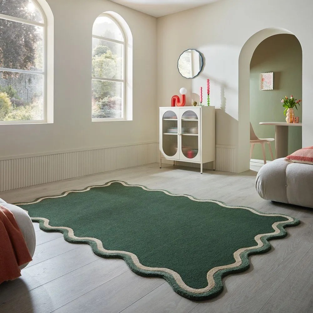 Tmavě zelený ručně tkaný koberec s příměsí vlny 200x290 cm Rivo Wool – Flair Rugs