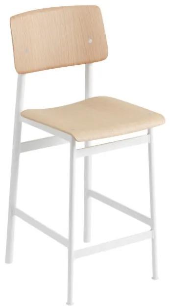 Muuto Barová židle Loft 65 cm, white/oak