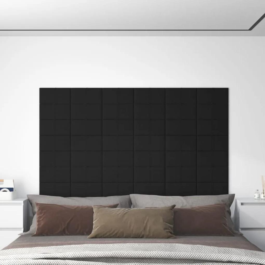 Nástěnné panely 12 ks černé 30 x 15 cm textil 0,54 m² - Default Title