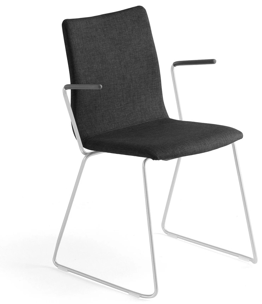 AJ Produkty Konferenční židle OTTAWA, s područkami, černý potah, šedá