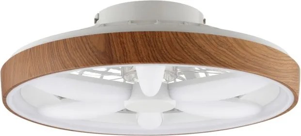 Brilliant G80935/76 Stmívatelné LED svítidlo GAIANO dekor DŘEVO, reverzní VENTILÁTOR LED RGB
