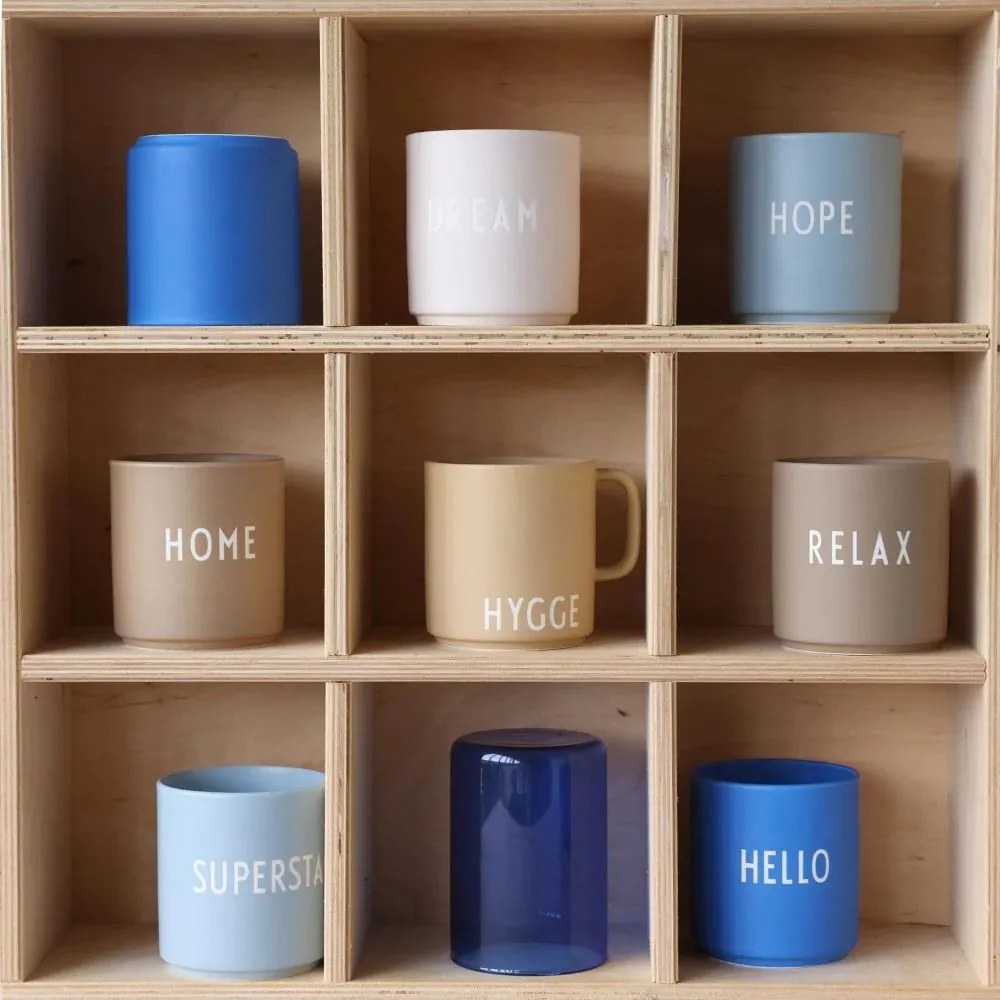 DESIGN LETTERS Porcelánový hrnek Cobalt Blue Hello 300 ml, modrá barva, porcelán