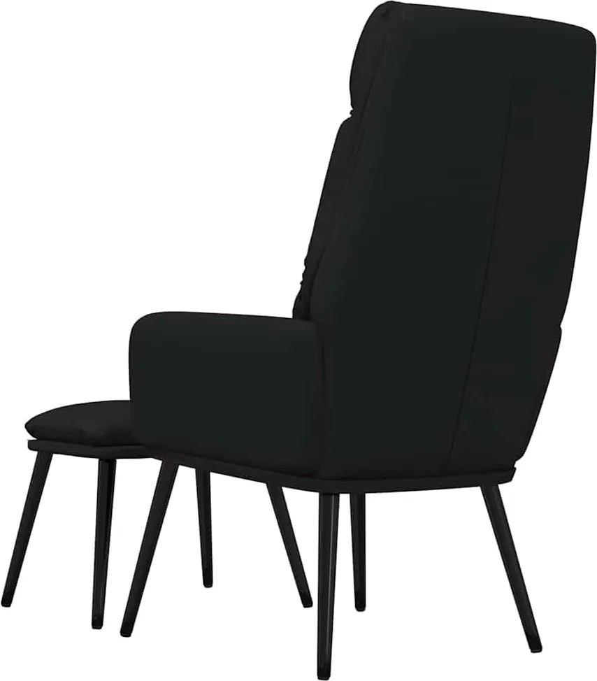 Relaxační křeslo se stoličkou černé textil a umělá kůže 3097511