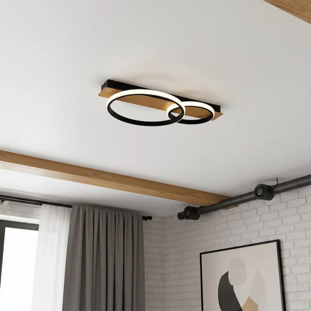 Stropní LED svítidlo Rowena, 2x LED 14w, 4000k, b/imitace dřeva